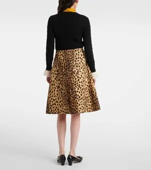 Valentino Garavani Leopard-print Wool Midi Skirt