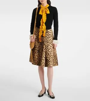 Valentino Garavani Leopard-print Wool Midi Skirt