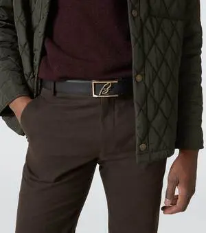 Brioni Logo Leather Belt - Black