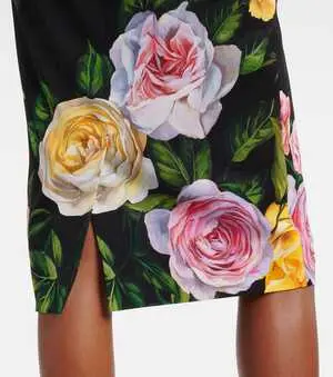 Dolce & Gabbana Floral Silk-blend Midi Dress - Black