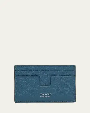 TOM FORD T-line Grained Leather Card Holder Indigo