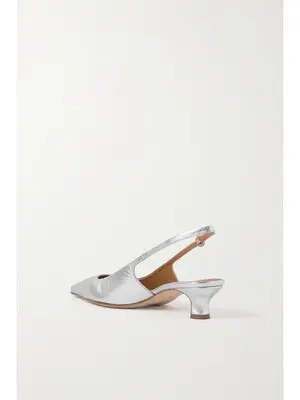 AeydĒ Catrina Metallic Leather Slingback Pumps - Silver