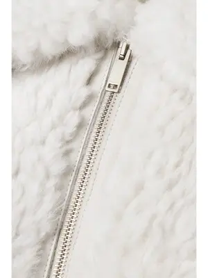 HALFBOY Cropped Shearling Aviator Jacket - Neutrals