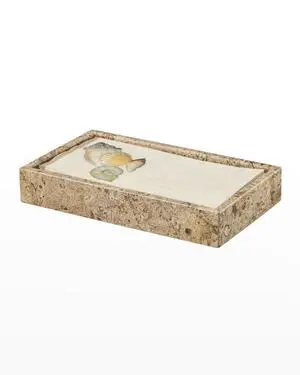MARBLE CRAFTER Fossil Stone Polished Guest Towel Tray - Beige/ivory