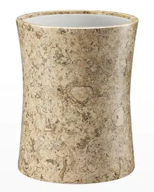 MARBLE CRAFTER Fossil Stone Waste Bin With Liner - Beige/ivory
