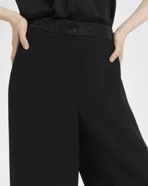 Giorgio Armani Strass Waistband Silk Trousers - Solid Black