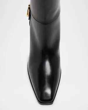 Saint Laurent Julia 75 Knee-high Leather Boots - Noir