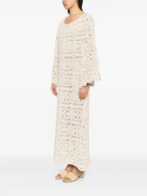 BAMBAH Metallic Crochet Kaftan Dress