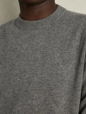 REISS Vince Wool Argyle Crew-neck Jumper