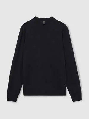 REISS Vince Wool Argyle Crew-neck Jumper - Navy