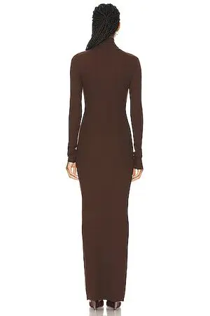Eterne Long Sleeve Turtleneck Maxi Dress - Chocolate