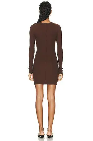 Eterne Long Sleeve Crewneck Mini Dress - Chocolate