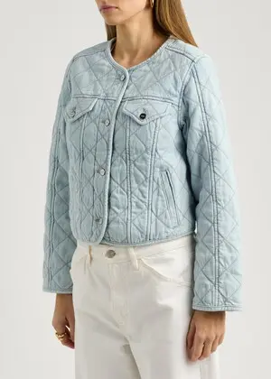Paige Jayla Cropped Quilted Chambray Jacket
