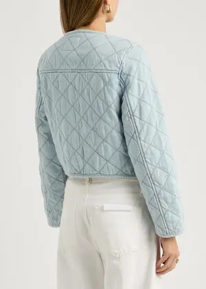 Paige Jayla Cropped Quilted Chambray Jacket