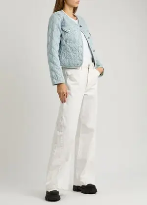 Paige Jayla Cropped Quilted Chambray Jacket