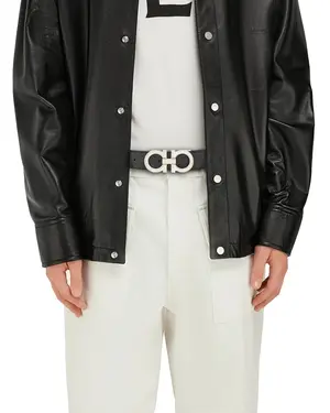 FERRAGAMO Double Gancini Reversible Leather Belt