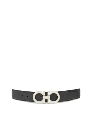 FERRAGAMO Double Gancini Reversible Leather Belt