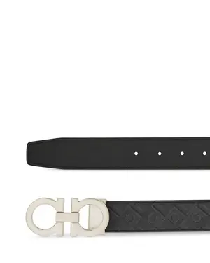 FERRAGAMO Double Gancini Reversible Leather Belt