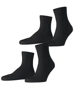 Falke Run Cotton-blend Ankle Socks Pack Of 2 - Black