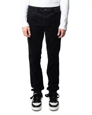 Zadig&Voltaire Steeve Cotton Stretch Velvet Corduroy Slim Fit Trousers - Black