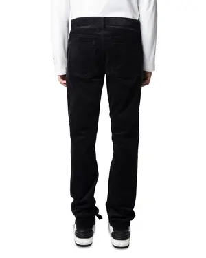 Zadig&Voltaire Steeve Cotton Stretch Velvet Corduroy Slim Fit Trousers - Black