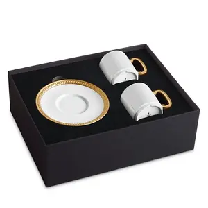L'Objet Soie Tressee Trim Espresso Cup & Saucer, Set Of 2 - Gold