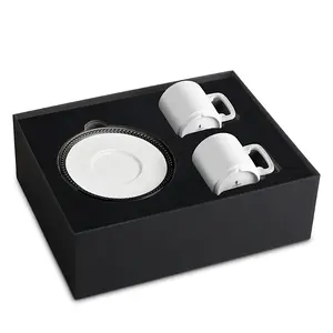 L'Objet Soie Tressee Black-tone Trim Espresso Cup & Saucer, Set Of 2 Black