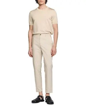 Sandro Talon Carrot Cut Cotton Pants - Light Grey