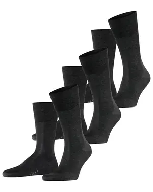 Falke Tiago Cotton Blend Crew Socks Pack Of 3 - Anthracite