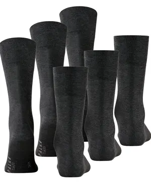 Falke Tiago Cotton Blend Crew Socks Pack Of 3 - Anthracite