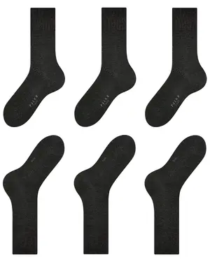 Falke Tiago Cotton Blend Crew Socks Pack Of 3 - Anthracite
