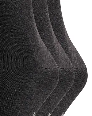 Falke Tiago Cotton Blend Crew Socks Pack Of 3 - Anthracite
