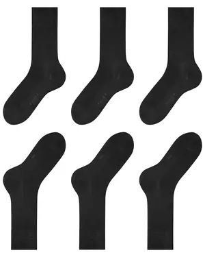 Falke Tiago Cotton Blend Crew Socks Pack Of 3 - Black