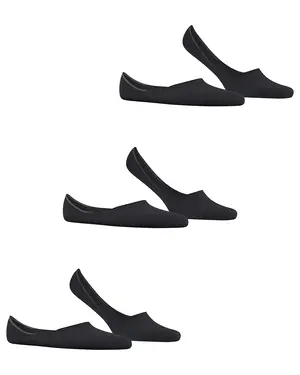 Falke Step Cotton Blend Medium Cut No Show Socks, Pack Of 3 - Black