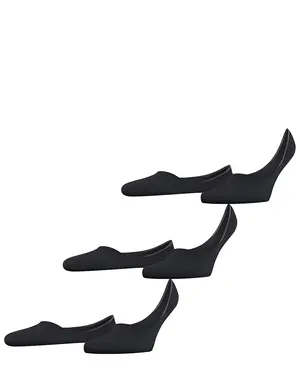 Falke Step Cotton Blend Medium Cut No Show Socks, Pack Of 3 - Black