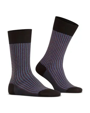 Falke Uptown Tie Grid Crew Socks - Black
