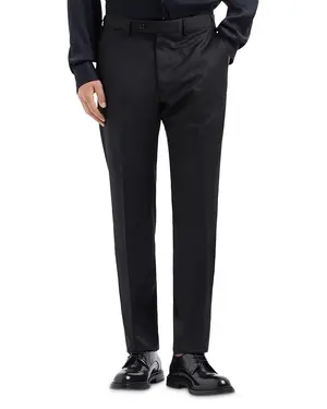 Emporio Armani G Line Regular Fit Calvary Twill Straight Leg Trousers Solid Black