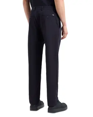 Emporio Armani Technical Nylon Stretch Regular Fit Trousers - Solid Blue
