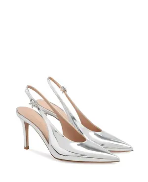 GIANVITO ROSSI Gianvito Rossi Robbie Sling Slingback Pumps Silver
