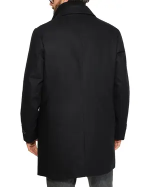NORWEGIAN WOOL Down Filled Euro Coat With Removable Hood - Black