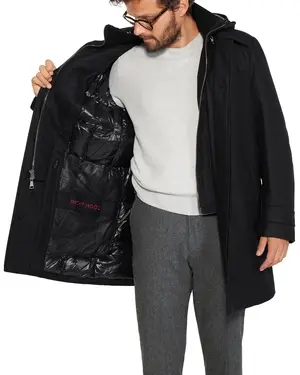 NORWEGIAN WOOL Down Filled Euro Coat With Removable Hood