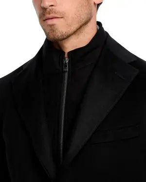 Corneliani Wool Topcoat With Microsuede Bib - Black