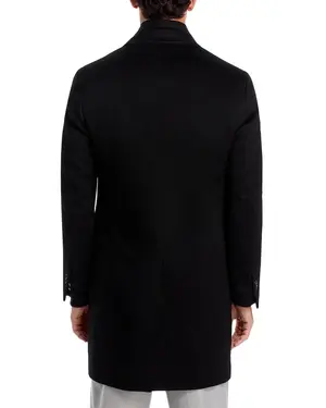 Corneliani Wool Topcoat With Microsuede Bib - Black