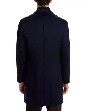 Corneliani Wool Topcoat With Microsuede Bib - Navy