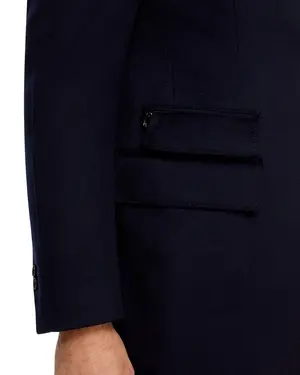 Corneliani Wool Topcoat With Microsuede Bib - Navy