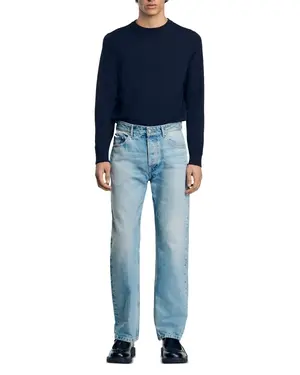 Sandro Stonewashed Straight Leg Jeans - Light Blue