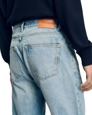 Sandro Stonewashed Straight Leg Jeans - Light Blue
