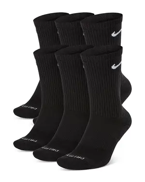Nike Everyday Plus Cushioned Training Crew Socks, Pack Of 6 - Black/white