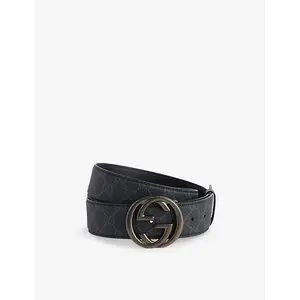 Gucci Logo-buckle Canvas Belt - Black/black
