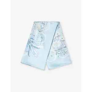 Gucci Printed Floral Silk Carré Scarf - Sky Blue/sky Blue